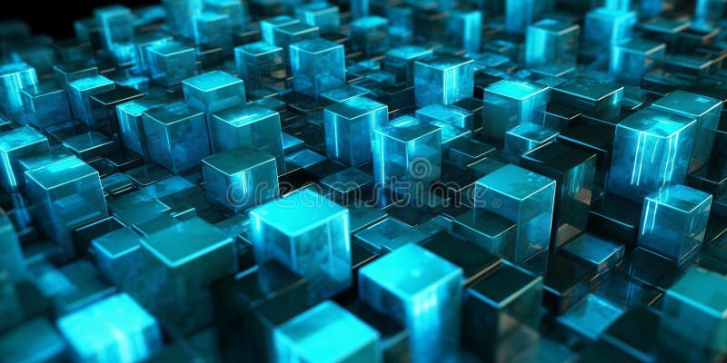 Vibrant Neon Blue and Turquoise Blocks: Abstract Background ...