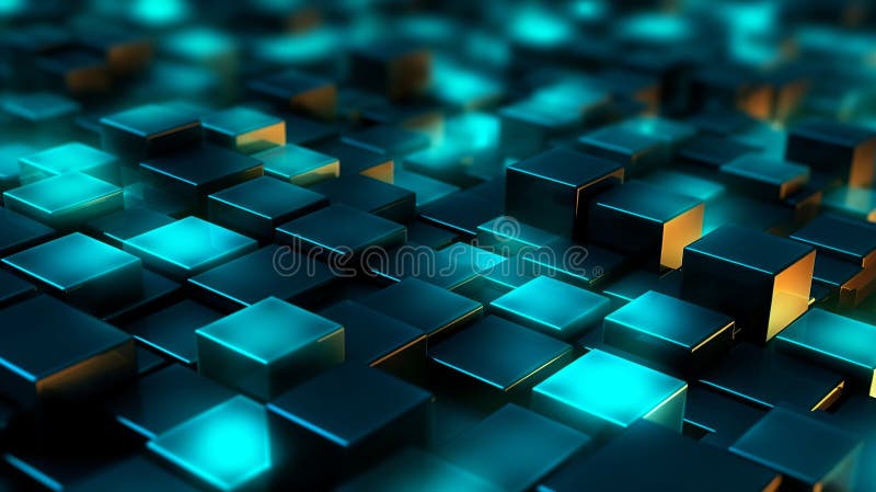 Vibrant Neon Blue and Turquoise Blocks: Abstract Background ...