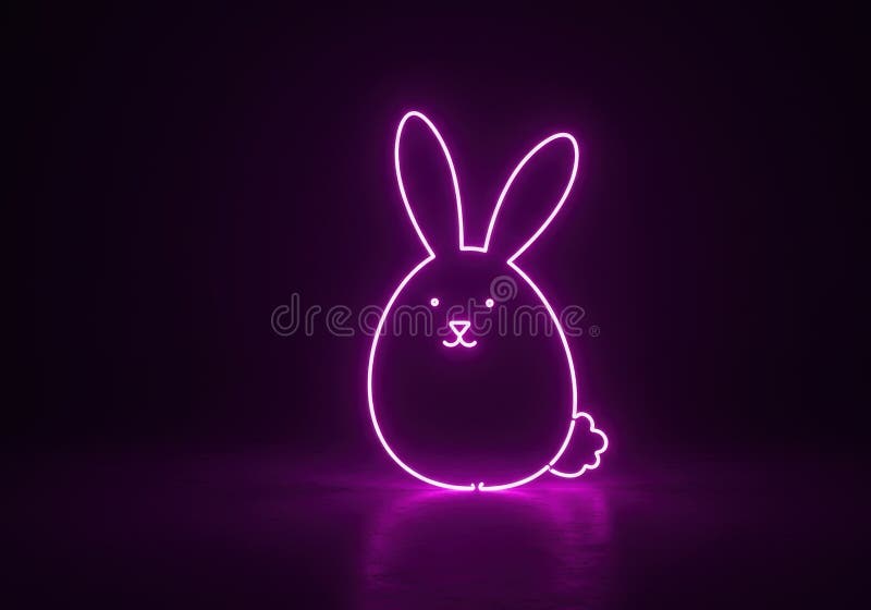 Vibrant Neon Bunny Light Art Against Dark Background Stock Photo ...