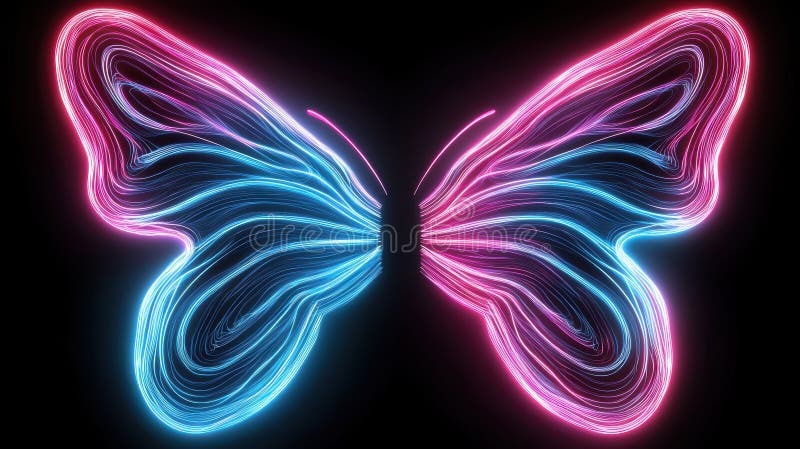 Vibrant Neon Butterfly with Flowing Wings Stock Illustration ...