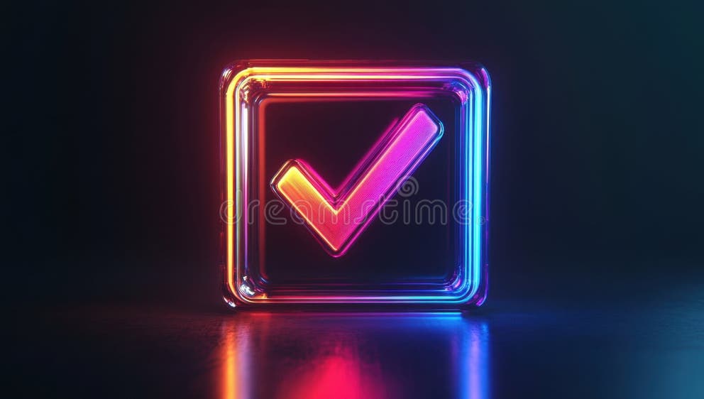 Vibrant Neon Checkmark Graphic Design Stock Illustration - Illustration ...