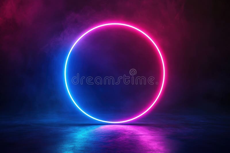 A Vibrant Neon Circle Emits Smoke Against a Dark, Moody Background ...