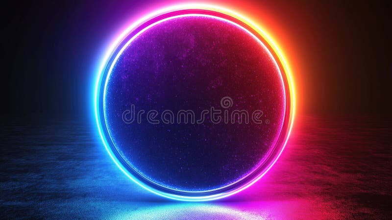 Vibrant Neon Circle Radiant Blue Red Glow Dark Background Stock Photos ...