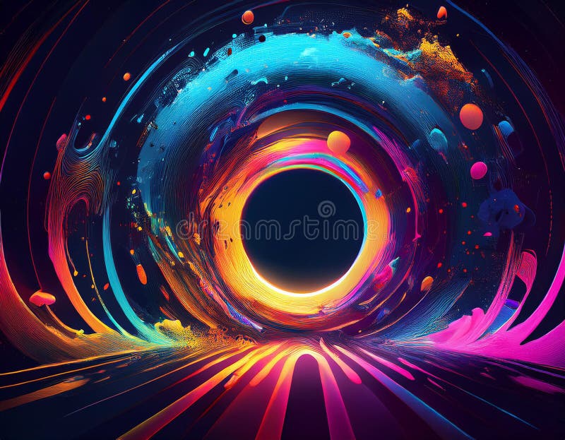 Vibrant Neon Circles Glowing Abstract Electric Pattern on Dark ...
