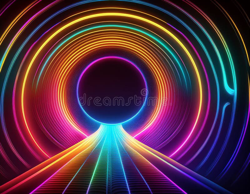 Vibrant Neon Circles Glowing Abstract Electric Pattern on Dark ...