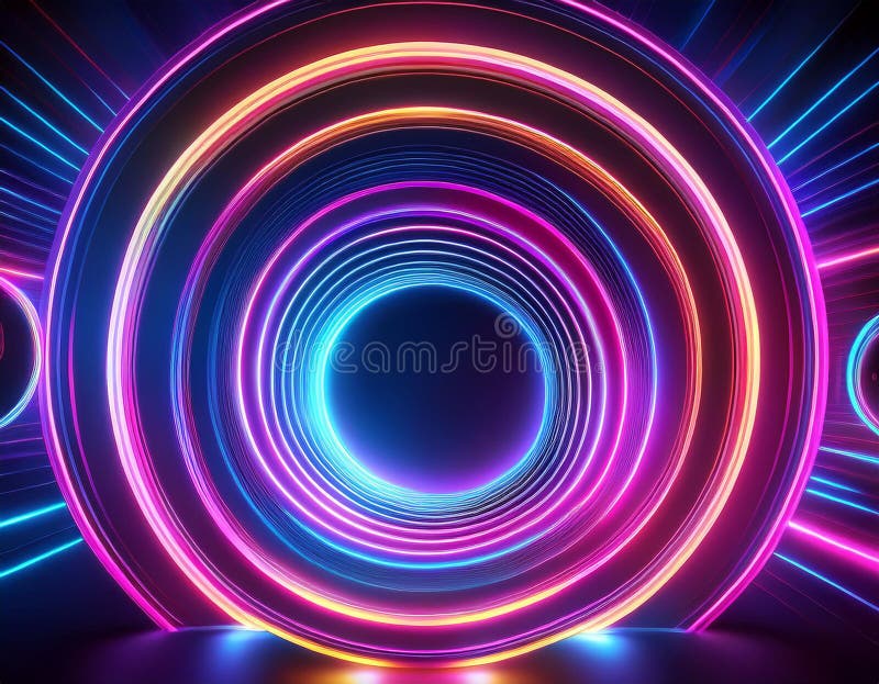 Vibrant Neon Circles Glowing Abstract Electric Pattern on Dark ...