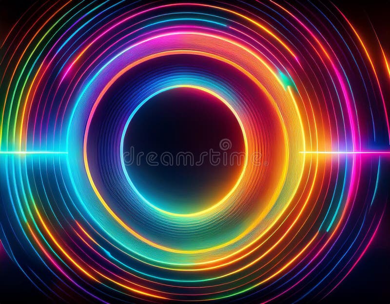 Vibrant Neon Circles Glowing Abstract Electric Pattern on Dark ...