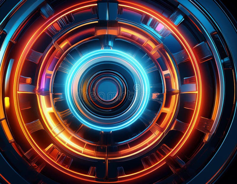 Vibrant Neon Circles Glowing Abstract Electric Pattern on Dark ...