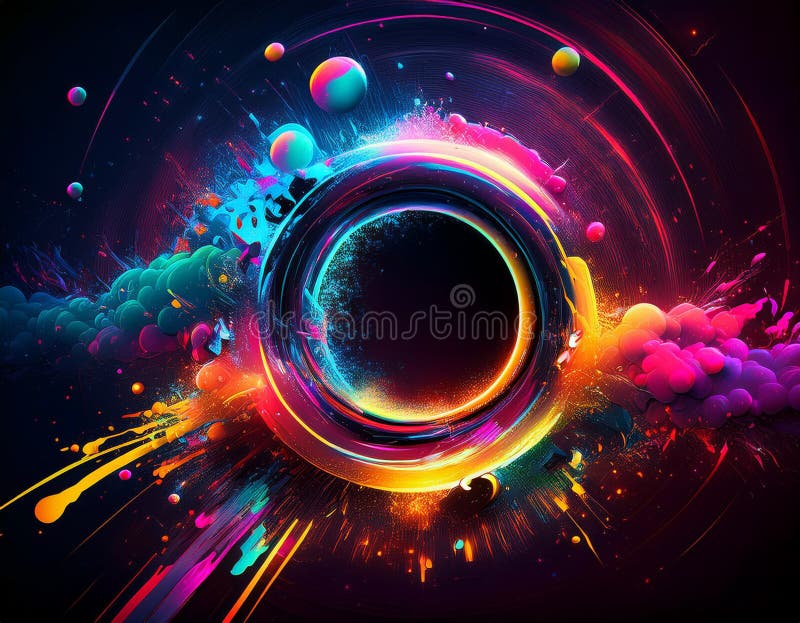 Vibrant Neon Circles Glowing Abstract Electric Pattern on Dark ...