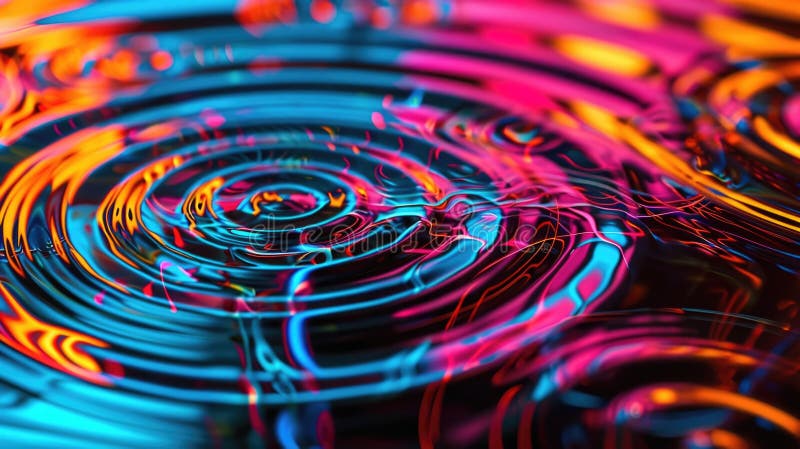Vibrant Neon Circles Overlapping and Interlocking Creating a Ripple ...