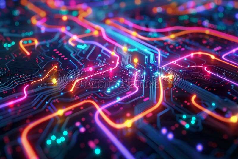 A Vibrant Neon Circuit Maze Pulsing with Energy, Stock Image - Image of ... A Vibrant Neon Circuit Maze Pulsing with Energy, Stock Image - Image of ...