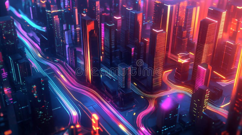 Vibrant City Aerial Lights Dynamic Street Layout Stock Photos - Free ...