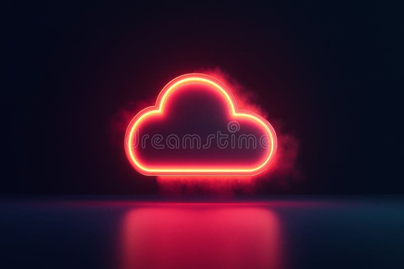 Vibrant Neon Cloud Icon Illuminating Modern Digital Technology Stock ...