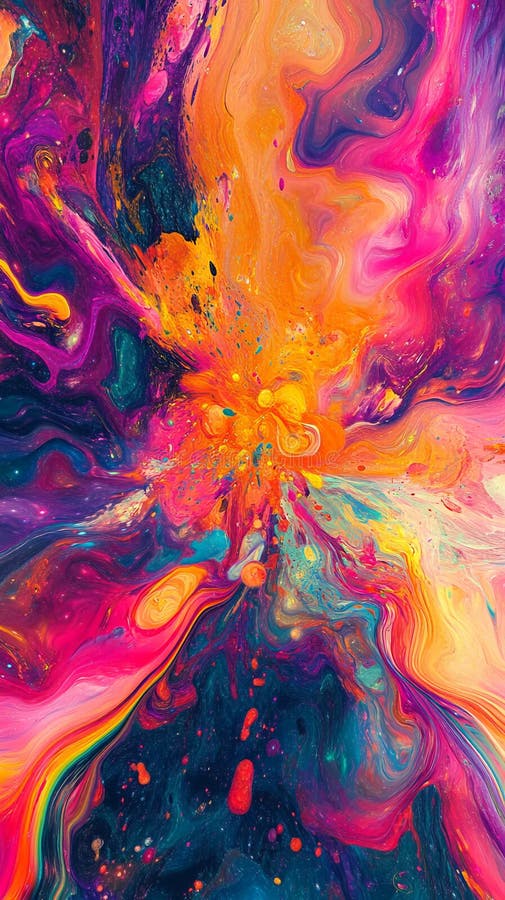Vibrant Neon Color Explosion in Psychedelic Abstract Pattern for ...