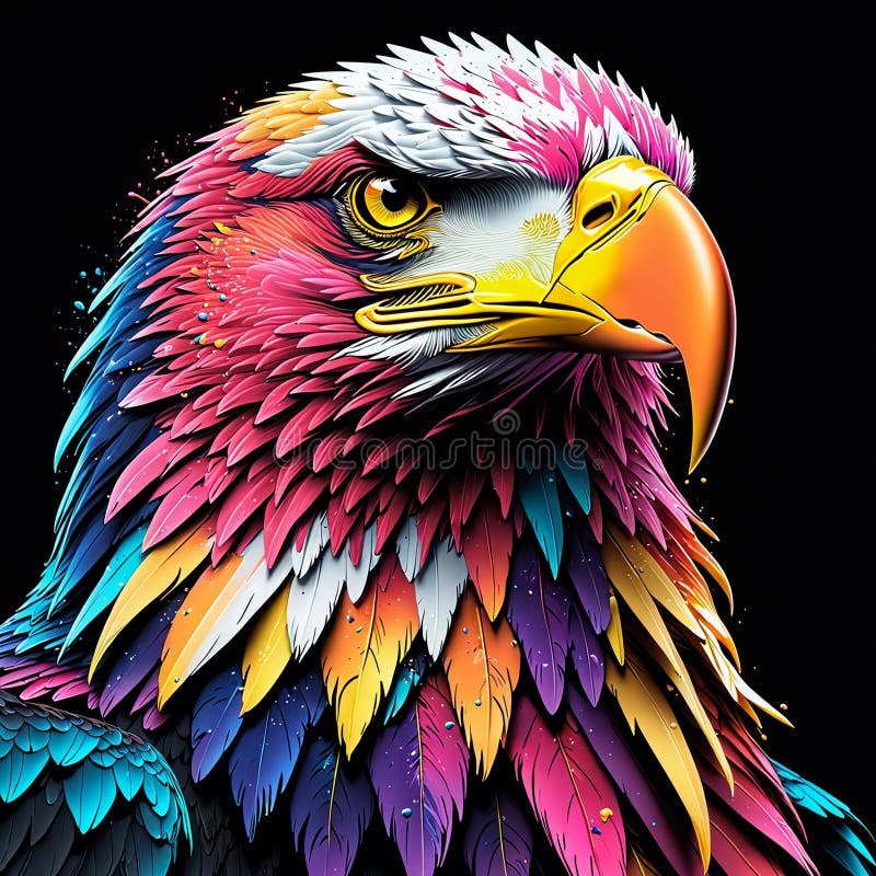Vibrant Neon Colored Eagle Artwork Stock Illustration - Illustration of ...