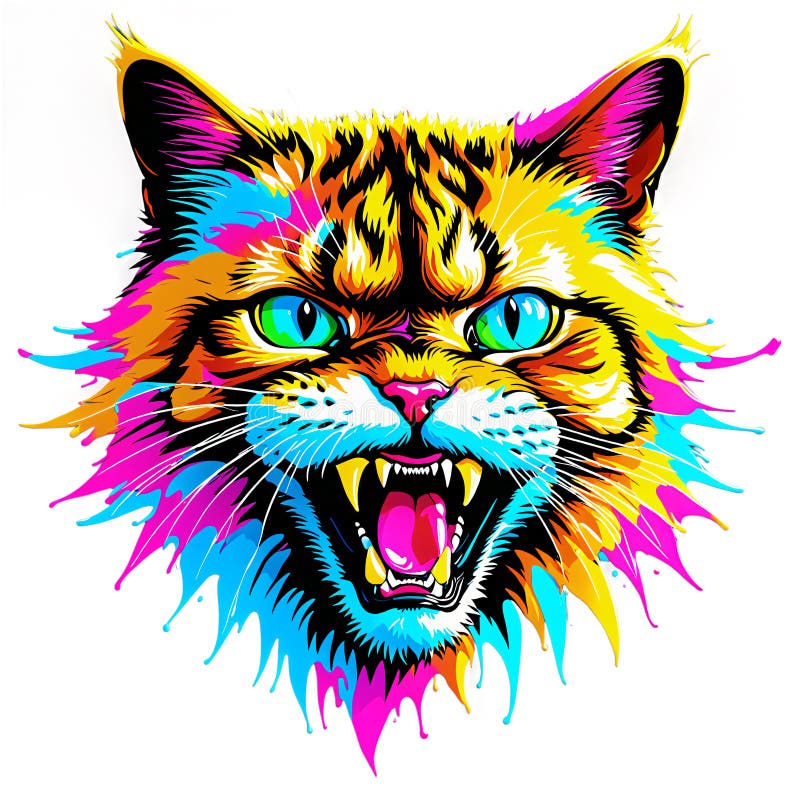Vibrant Neon Colored Fox Artwork. AI-generated Stock Illustration ...