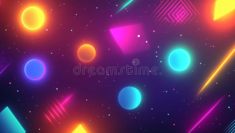 Vibrant Neon Colors and Geometric Patterns Illustrated in Line Art ...