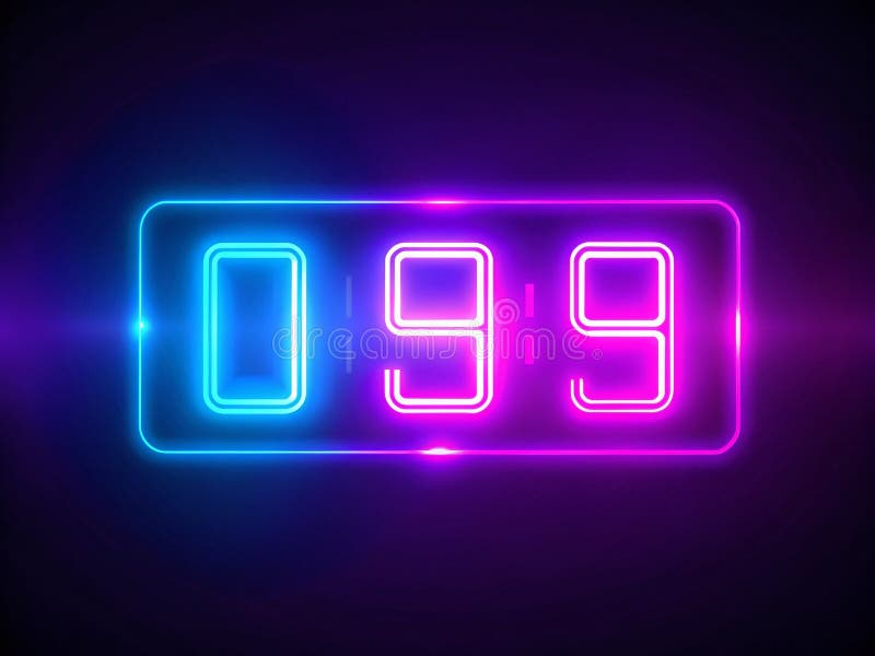 Vibrant Neon Countdown Timer Animation a Glowing 9Second Digital ...
