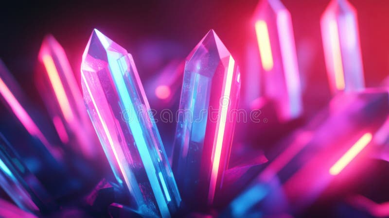 Vibrant Neon Crystal Cluster in Surreal Lighting Stock Image - Image of ...