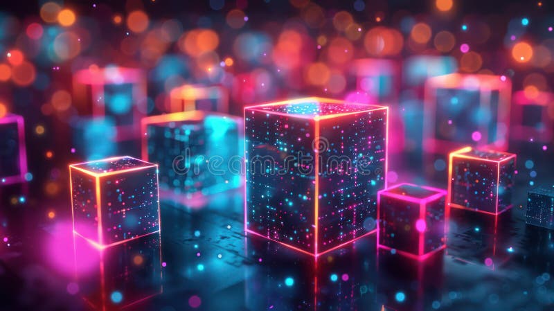 Vibrant Neon Cubes Background for Modern Design Projects Stock ...