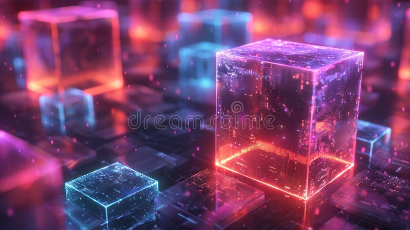 Vibrant Neon Cubes Background for Modern Design Projects Stock ...