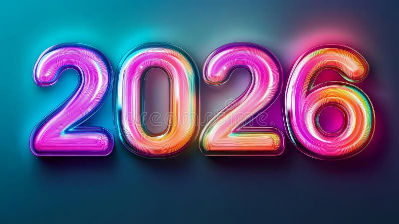 Vibrant Neon 2026 Design on a Colorful Gradient Background, Perfect for ...