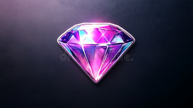 Neon Diamond Sticker Design with Holographic Effect Stock Illustration ...