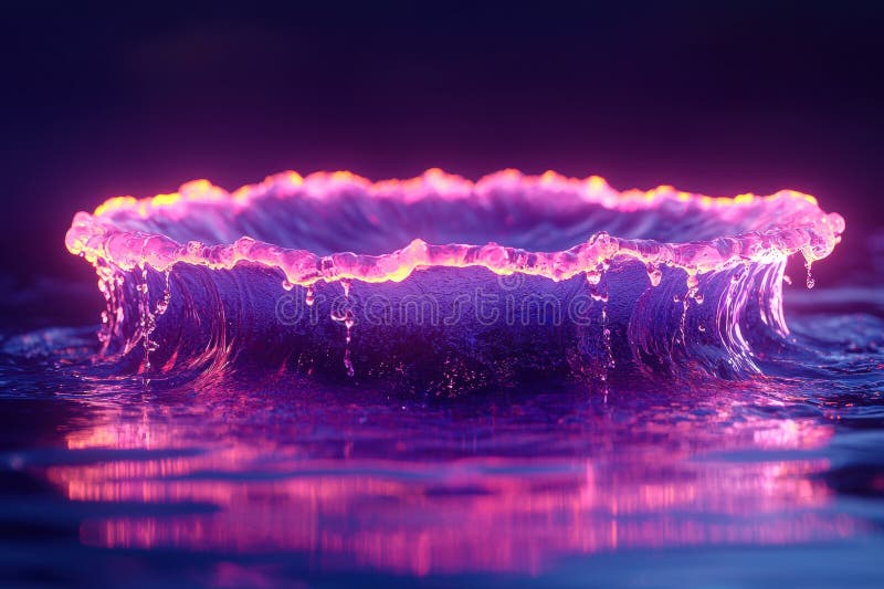 Vibrant Neon Droplet Creating Mesmerizing Splash in Water, Showcasing ...