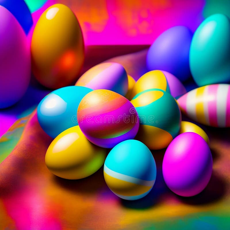 Vibrant Neon Easter Eggs - AI Generated Illustration Stock Illustration ...