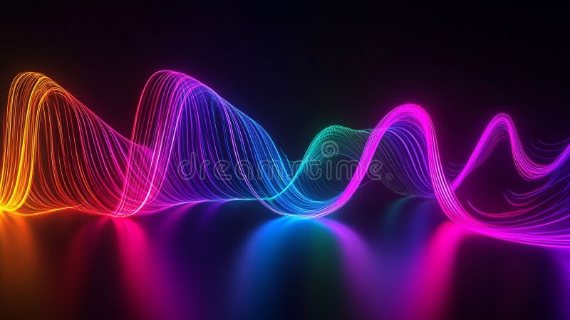 Vibrant Neon Electromagnetic Wave Visualization Stock Illustration ...