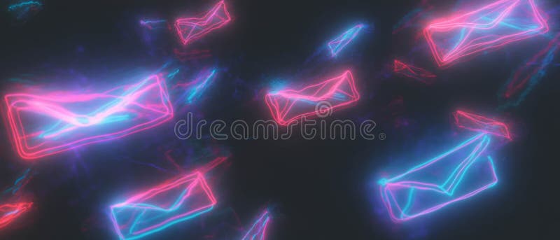 Vibrant Neon Envelopes Glowing Against a Dark Backdrop Delivering ...