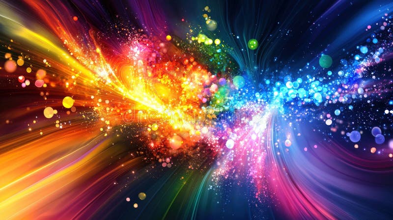 Vibrant Neon Explosion in a Digital Void Abstract Visual Art Colorful ...