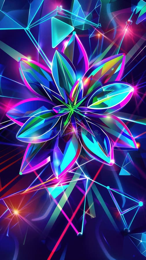 Colorful Abstract Flower Design Vibrant Neon Effects Generated Ai Stock ...