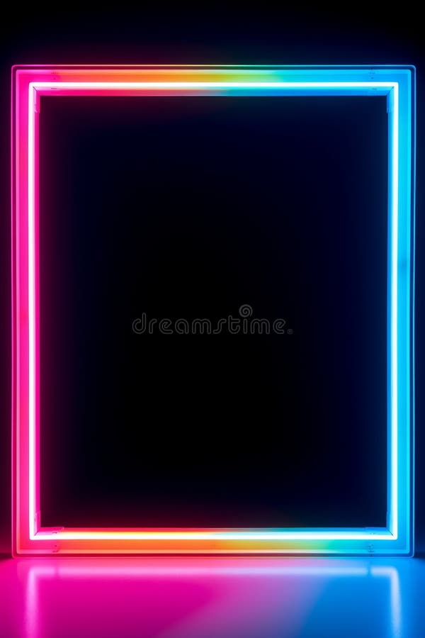 Vibrant Neon Frame on Dark Background with Radiant Colors Stock ...