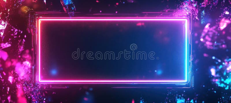 Vibrant Neon Frame Glowing on Dynamic Digital Background Stock Image ...