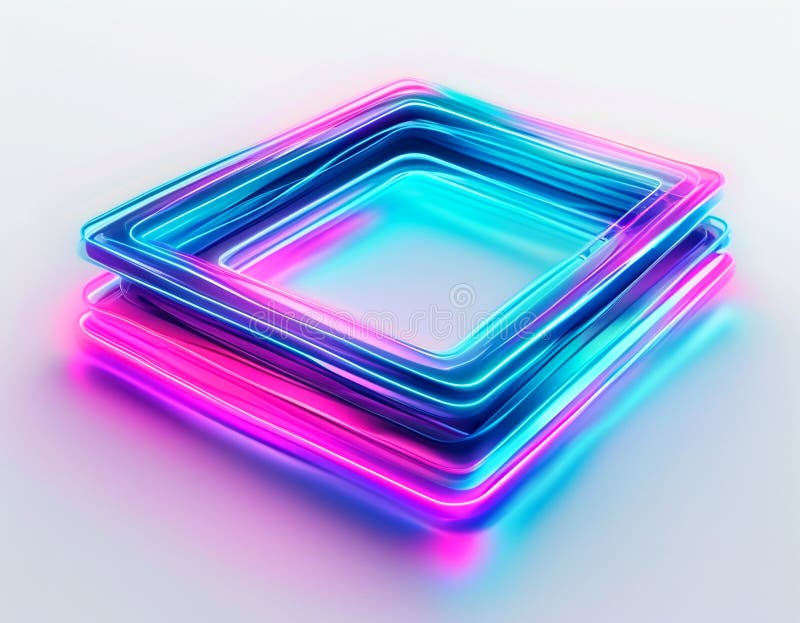Vibrant Neon Frames Stacked Artistically on a Smooth, Glowing Surface ...