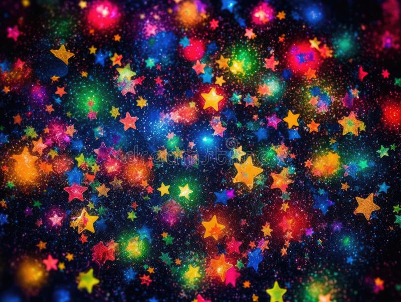 Vibrant Neon Galaxy Stars and Planets Stock Illustration - Illustration ...