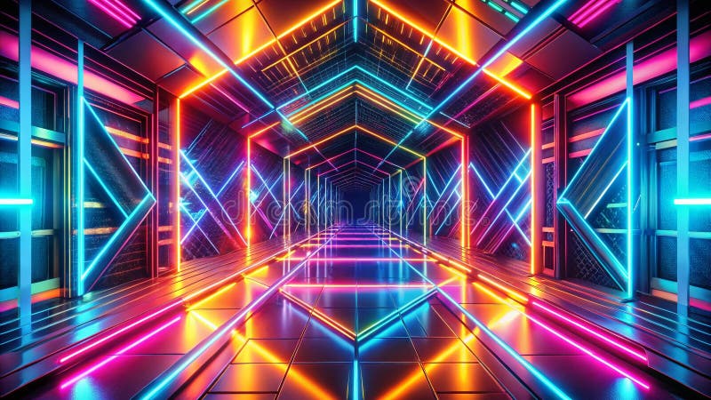 Vibrant Neon Geometric Backgrounds Modern Abstract Art for Design ...