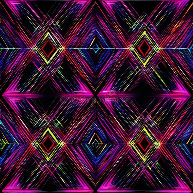 Vibrant Neon Geometric Pattern Abstract Diamond Design Stock ...