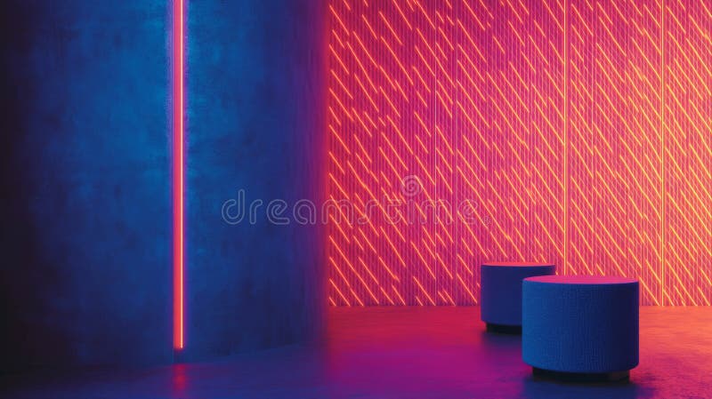 Vibrant Neon Geometric Wall with Striking Patterns for Modern Interior ...