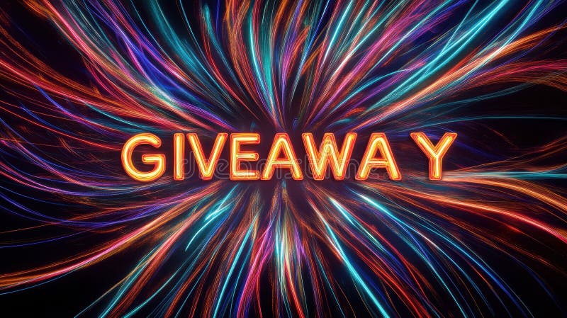 Vibrant Neon Giveaway Sign with Dynamic Light Streaks Background Stock ...