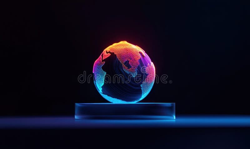 Vibrant Neon Globe with Americas Highlighted Stock Illustration ...
