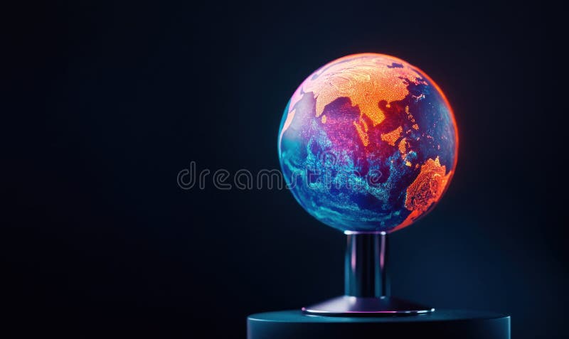 Vibrant Neon Globe with Americas Highlighted Stock Illustration ...