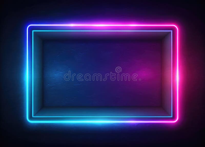 A Vibrant Neon Glowing Rectangle Frame Double Exposure Photography for ...