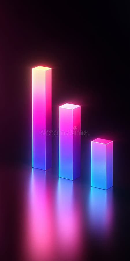 Vibrant Neon Gradient Abstract Art with Glowing Geometric Columns and ...