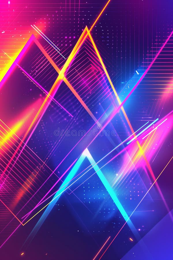 Vibrant Neon Gradient Abstract Background with Geometric Triangles and ...