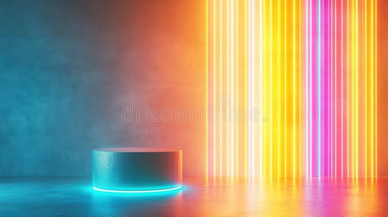 Vibrant Neon Gradient Background with Fluorescent Lights Stock Photo ...