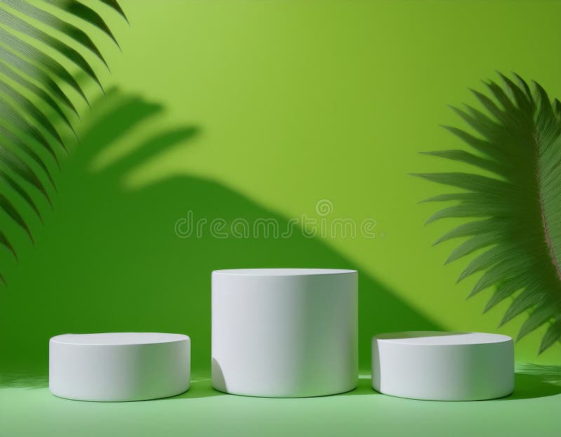 Vibrant Neon Green 3D Product Display Composition Backdrop with 7 Items ...