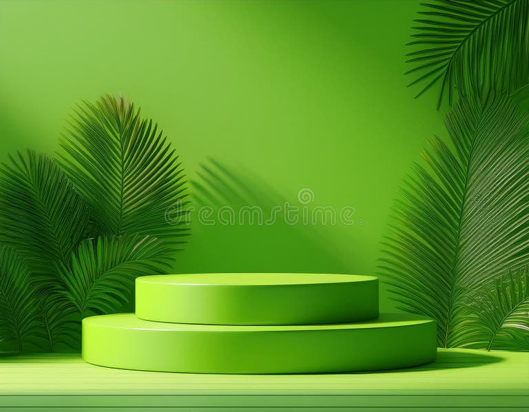 Vibrant Neon Green 3D Product Display Composition Backdrop with 10 ...