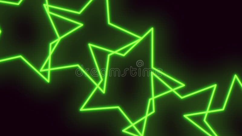 Vibrant Neon Green Stars Illuminate the Night on a Black Background ...